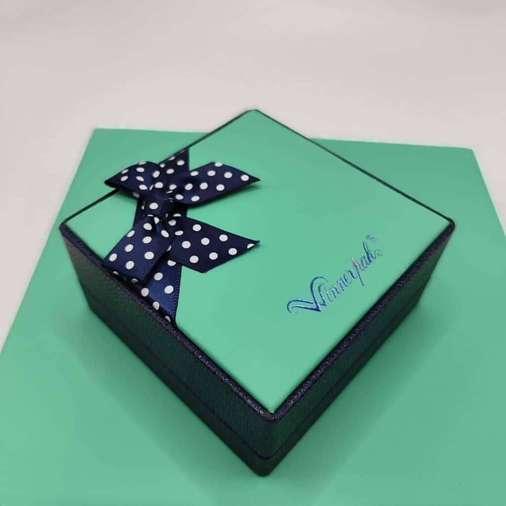 Luxury Hinge Jewelry Box with Ribbon | Custom Logo Leatherette Boxes ...