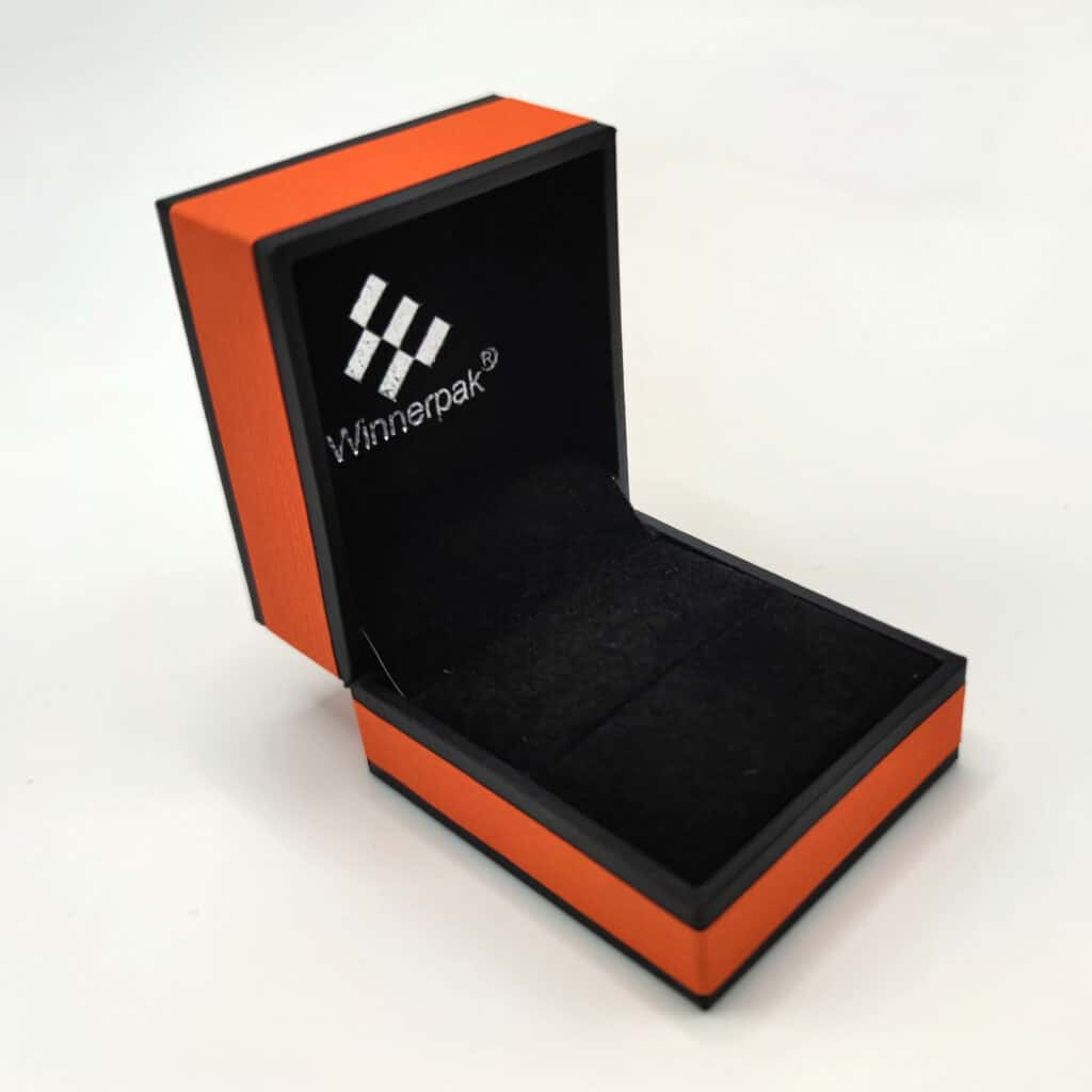 Art Decor Jewelry Box with Weave Embossed Paper and Black Trim - Winnerpak